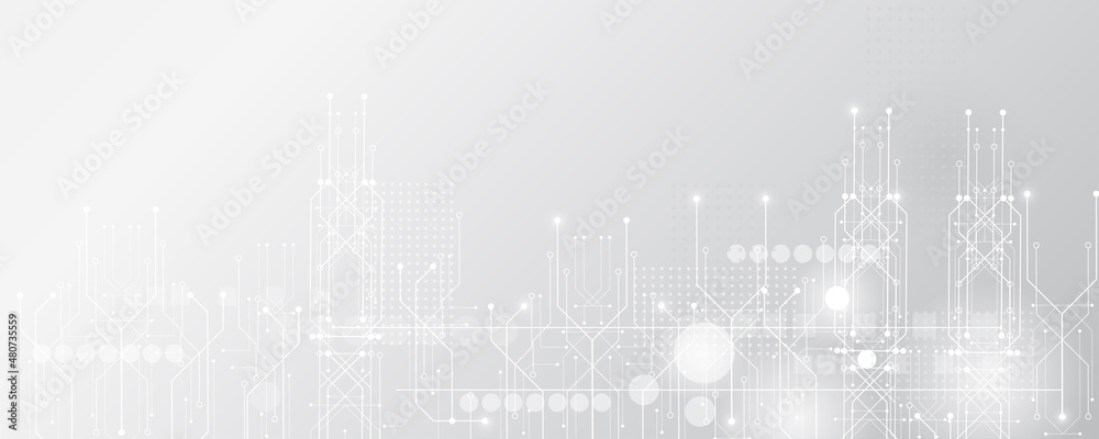 Grey white Abstract technology background, Hi tech digital connect ...