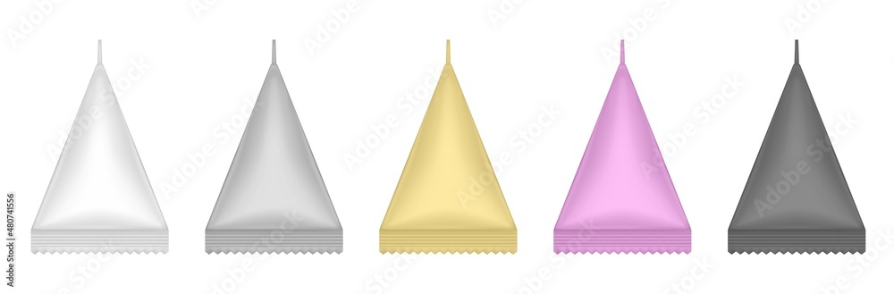 Tetrahedral packaging set. Triangular cardboard package for beverage ...