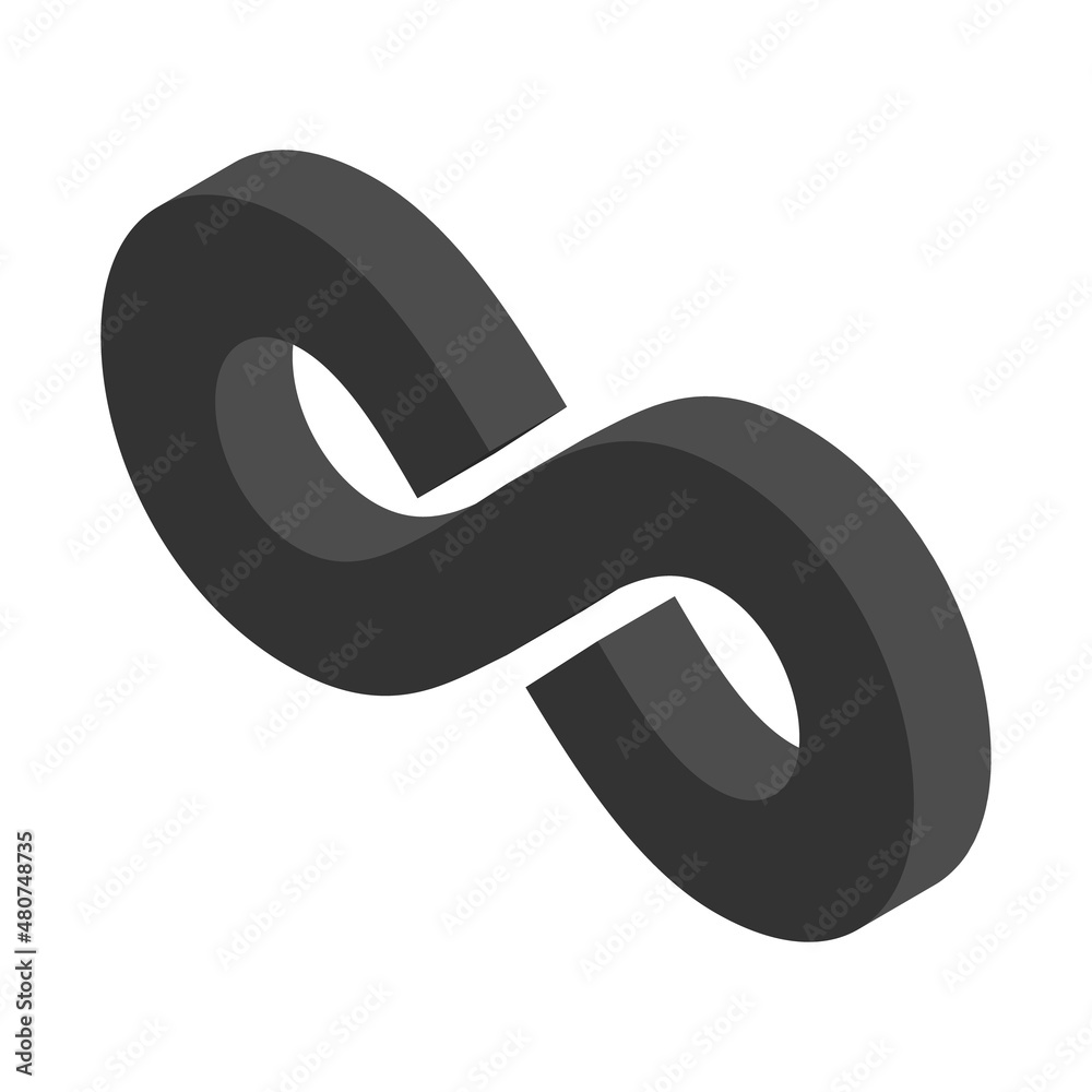 Infinity isometric geometric icon, mathematical tattoo symbol, endless ...