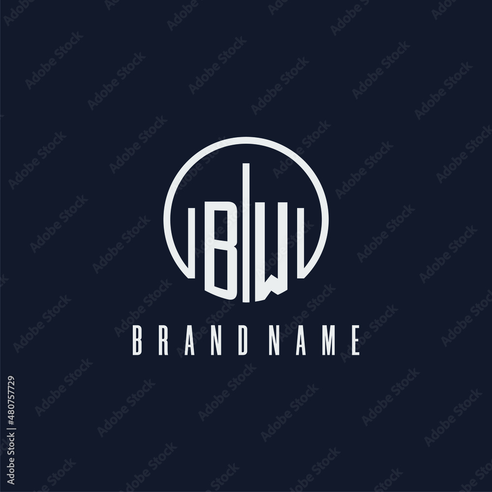 BW initial monogram logo with circle style dsign Stock Vector | Adobe Stock