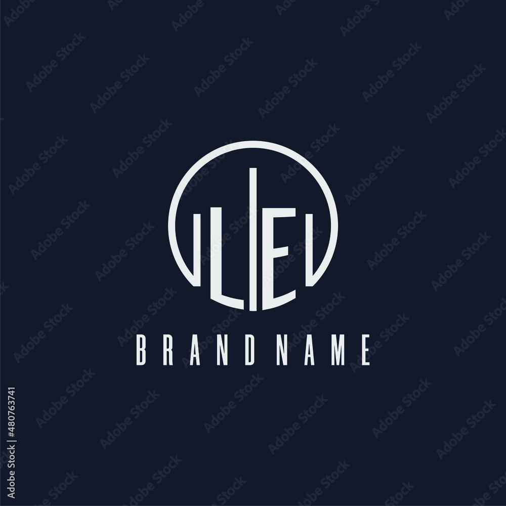 LE initial monogram logo with circle style dsign Stock Vector | Adobe Stock