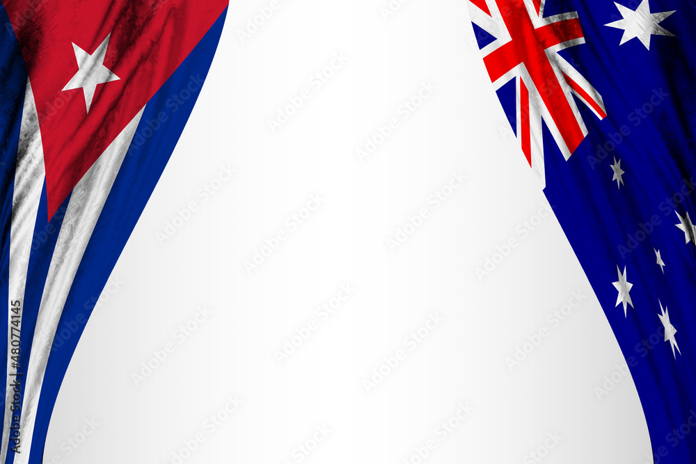 Flag of Cuba and Australia with theater effect. 3D illustration Stock ...