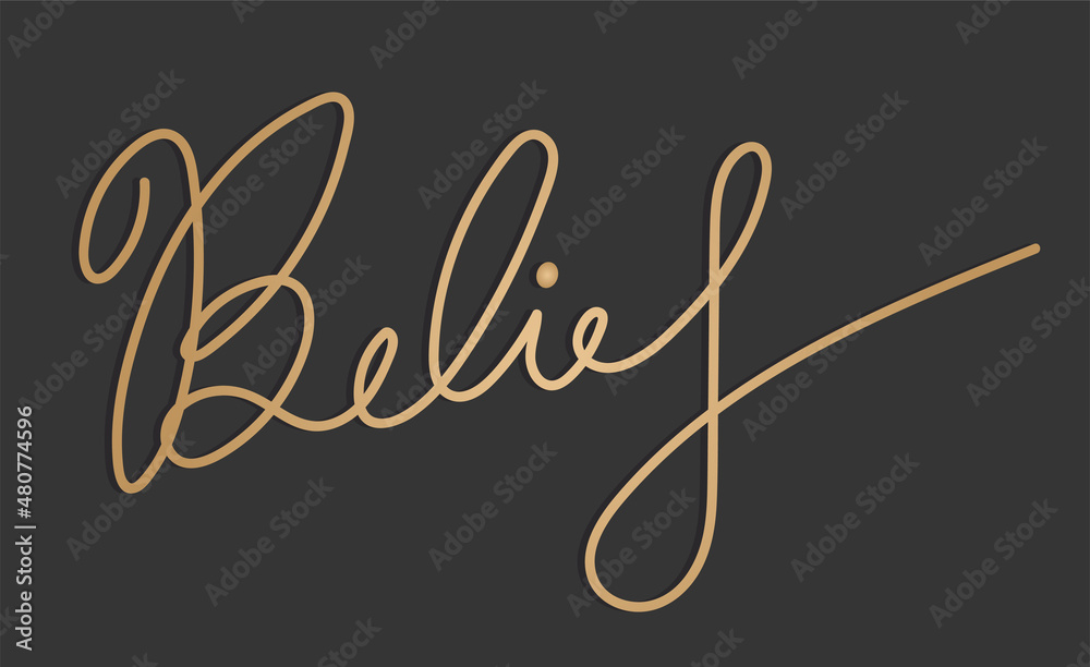 Belief Word Gold Calligraphy Illustration Stock Vector | Adobe Stock