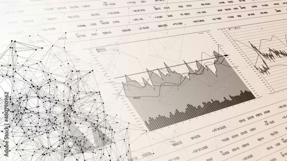 Data and report statistics, animation with graph diagrams. Stock 비디오 ...