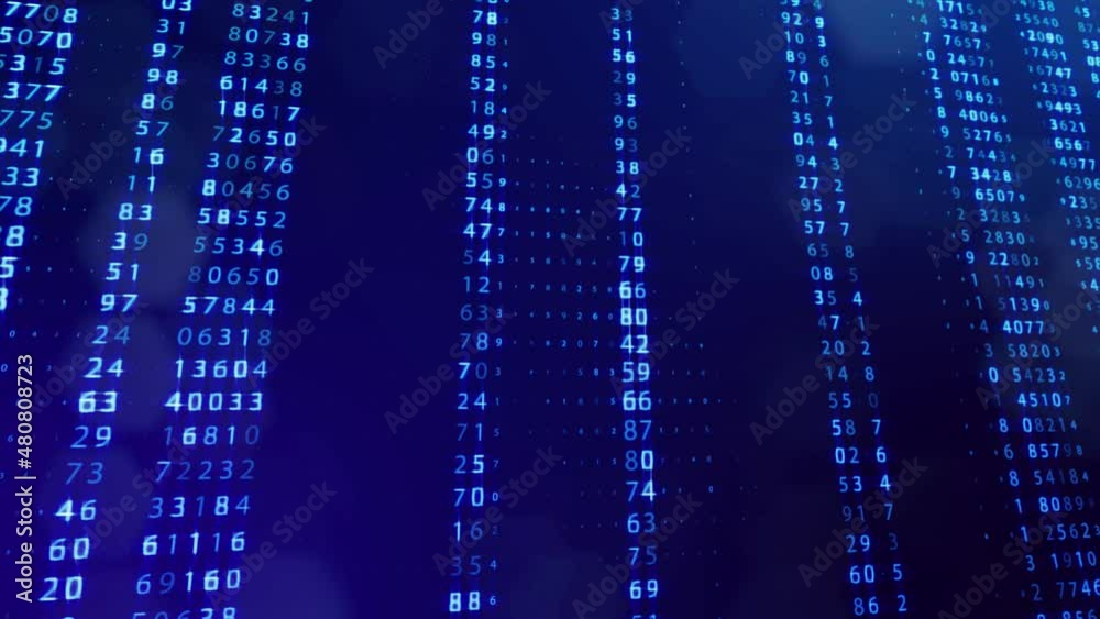 3d loop background, concept of digital data processing, calculation and visualization of ...