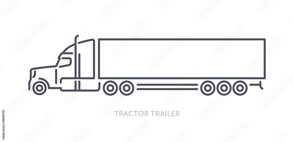 Vehicles types concept. Minimalistic icon with tractor trailer. Truck ...