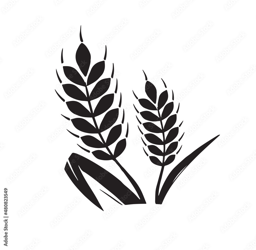 Agriculture and Farming concept. Simple sticker with beautiful wheat ...