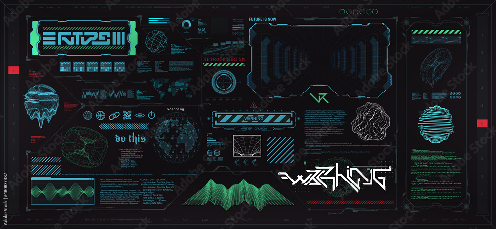 Futuristic cyberpunk HUD elements template set. Future and digital ... Futuristic cyberpunk HUD elements template set. Future and digital ...
