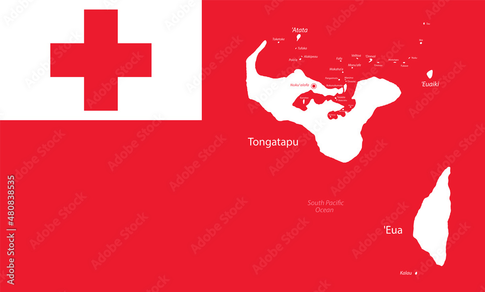 Tonga flag and map vector Stock Vector | Adobe Stock