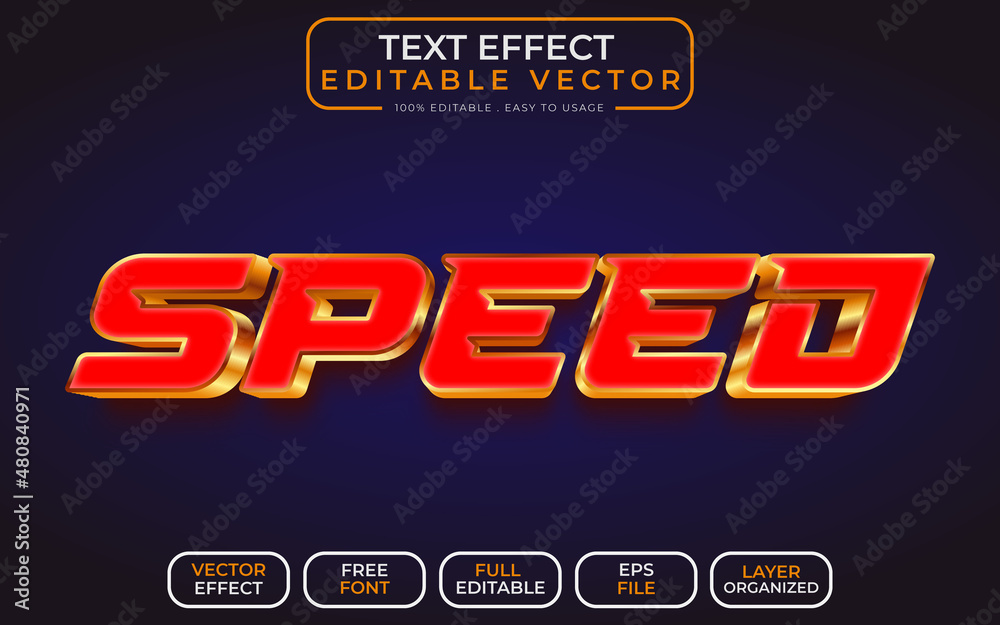Speed 3D Text Effect EPS Vector File Stock Vector | Adobe Stock