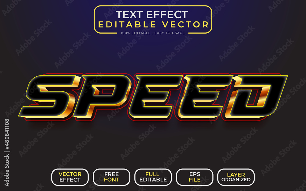 Speed 3D Text Effect EPS Vector File Stock Vector | Adobe Stock