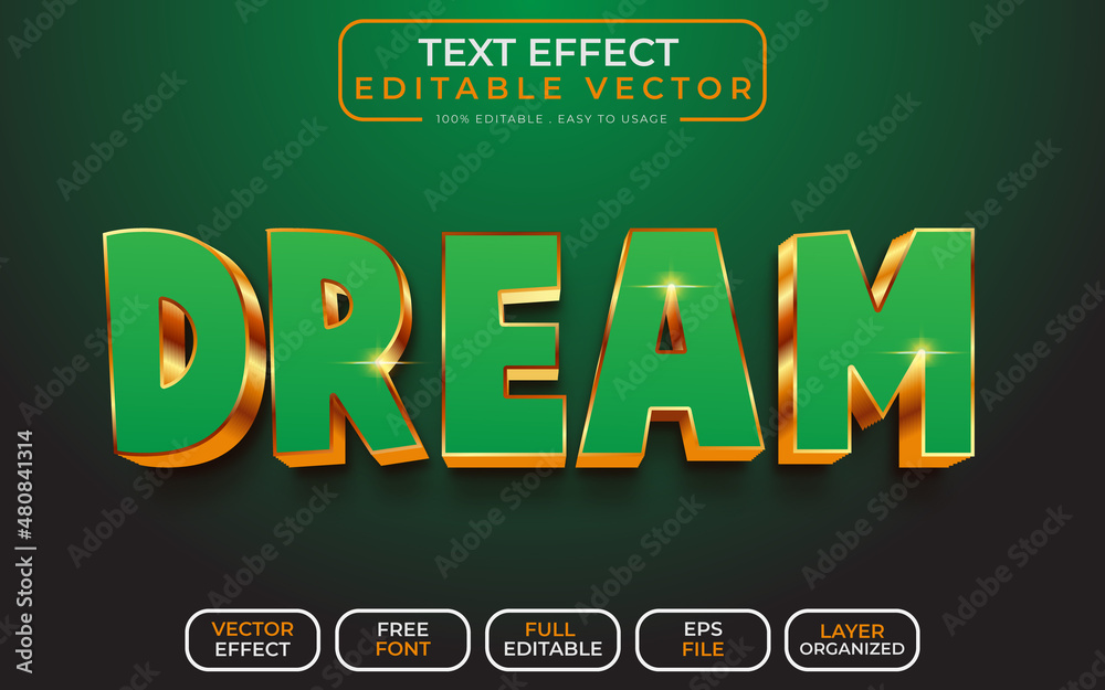 Dream 3D Text Effect EPS Vector File Stock Vector | Adobe Stock