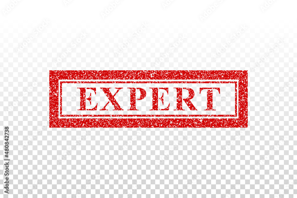 Vector realistic isolated red rubber stamp of Expert on the transparent ...