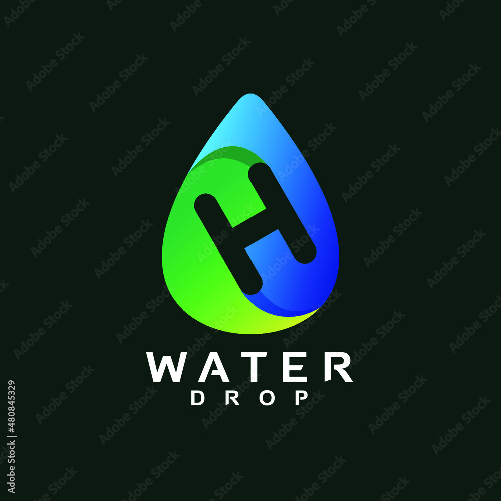Gradient letter h and water drop logo design Stock Vector | Adobe Stock