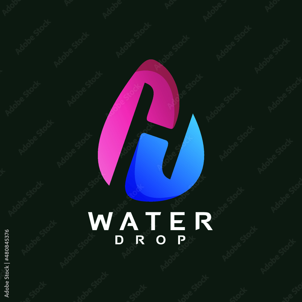 Gradient letter h and water drop logo design Stock Vector | Adobe Stock