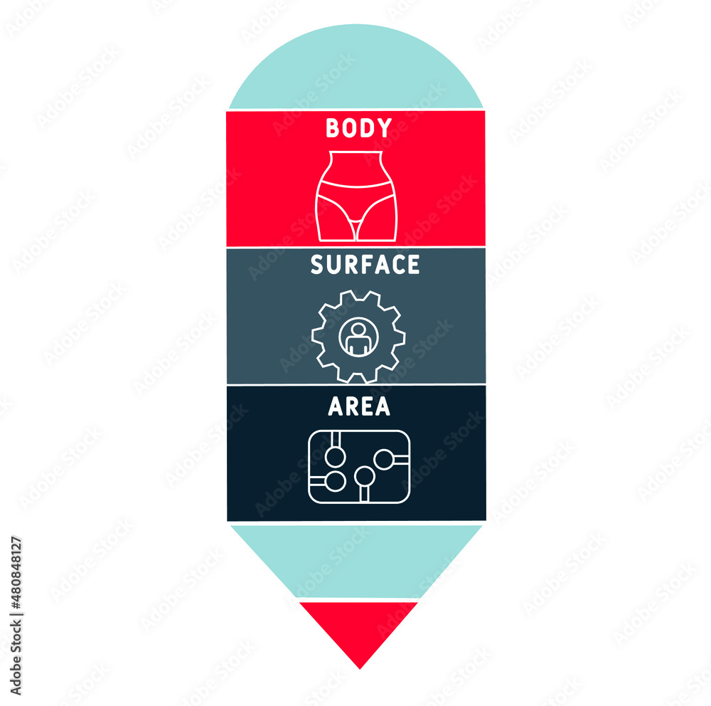 BSA - Body Surface Area acronym. business concept background. vector ...
