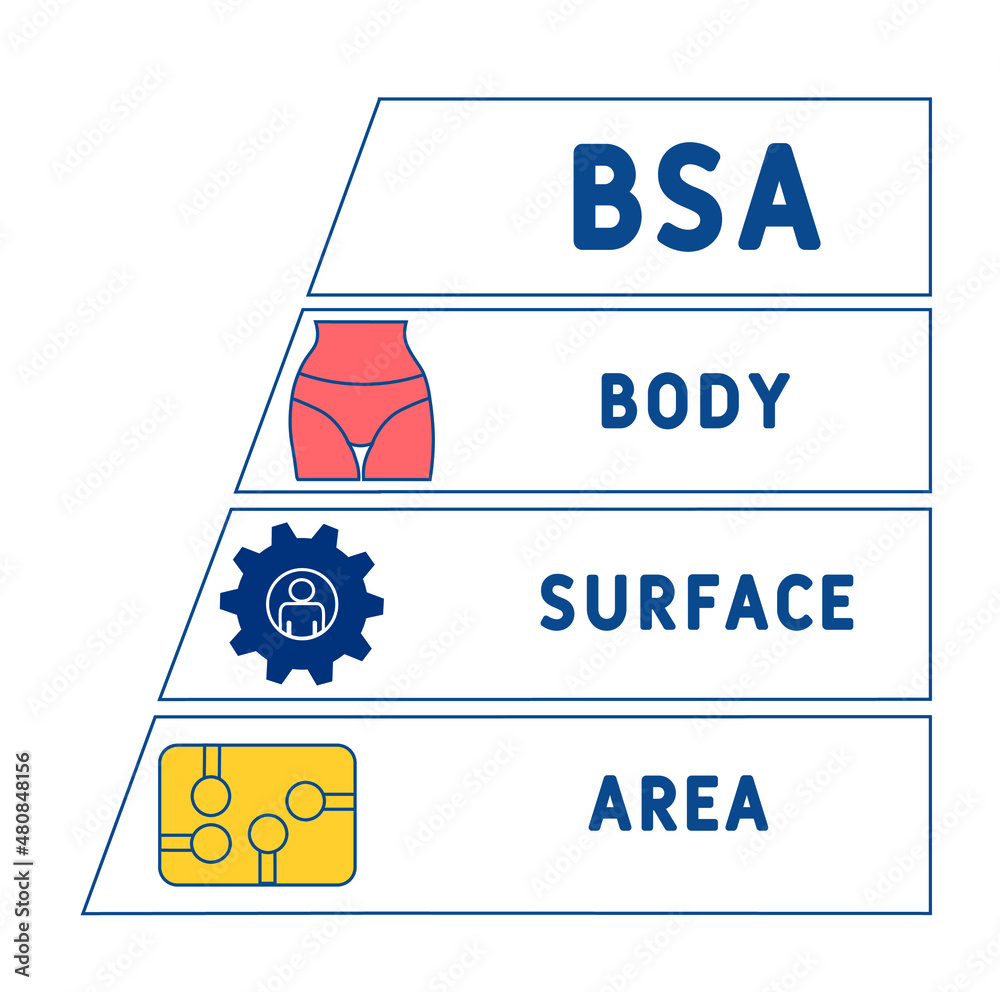 BSA - Body Surface Area acronym. business concept background. vector ...