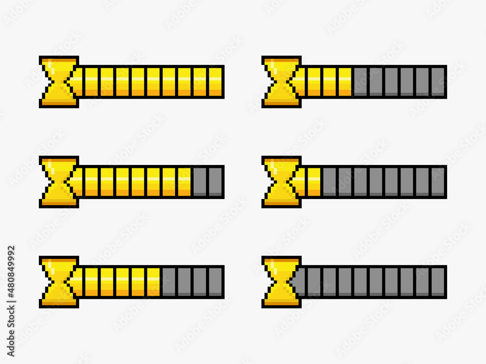 Pixel art time bar for pixel game Stock Vector | Adobe Stock