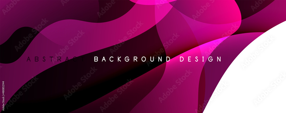 Trendy simple fluid color gradient abstract background with dynamic wave line effect. Vector ...