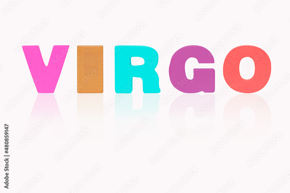Name VIRGO is in 12 Zodiac isolated on white background. Colorful ...