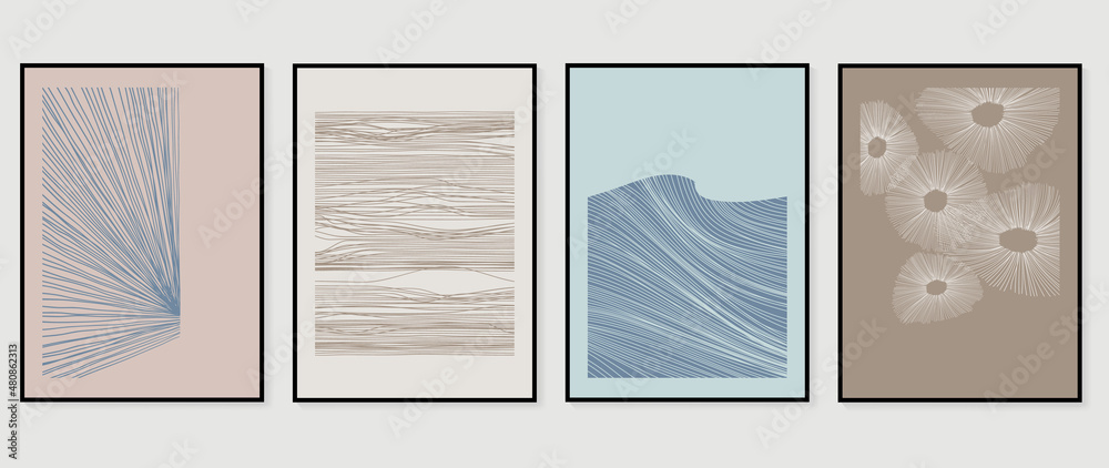 Abstract art background vector. Minimalist modern contour drawing ...