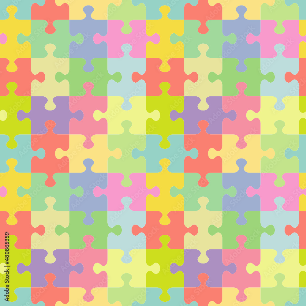 Seamless (you see 4 tiles) jigsaw puzzle pattern (or print, background ...