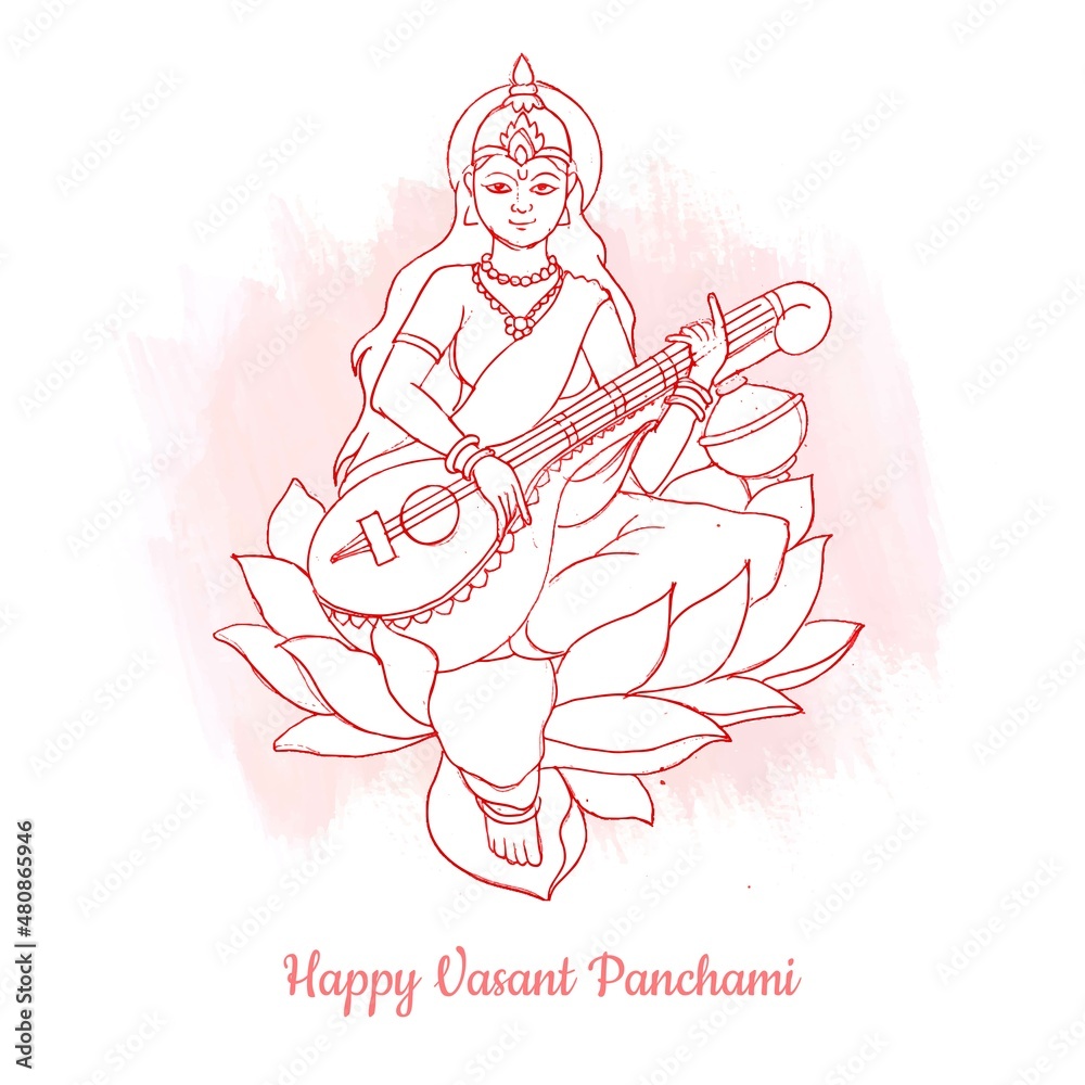 Hand draw vasant panchami card background Stock Vector | Adobe Stock