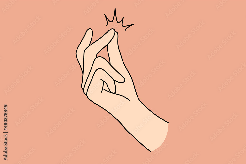 Hand and sign language concept. Human hand making snap of fingers over ...
