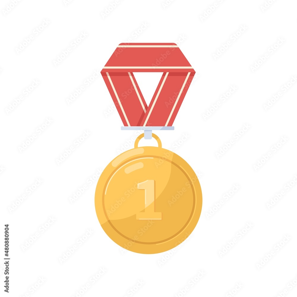 Gold medal for first place. Winners award with number one 1. 1st round ...