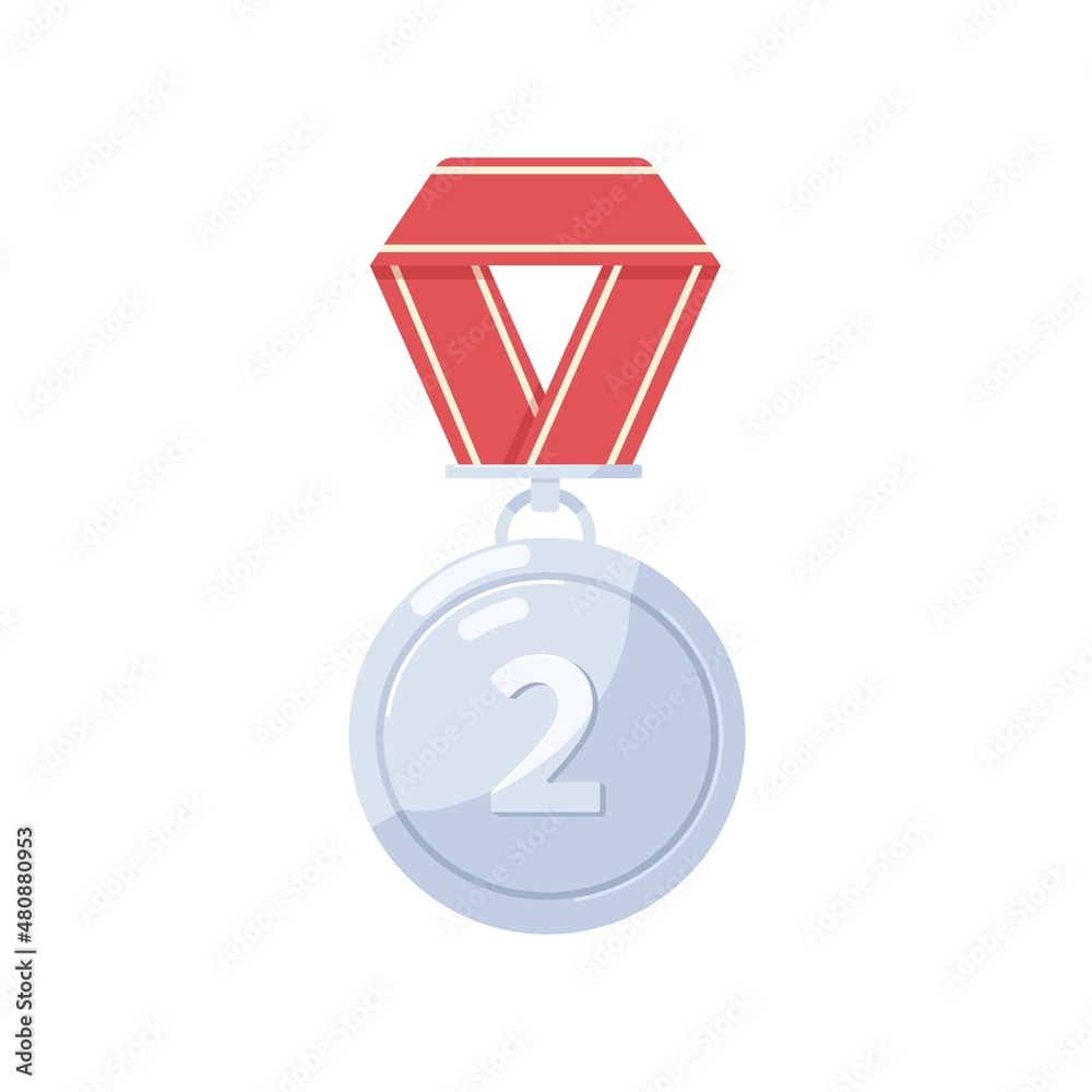 Silver medal for second 2nd place with mesh. Prize-winners award with ...