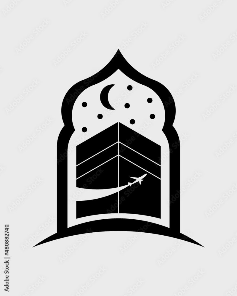 hajj and umrah travel silhouette logo. perfect for logo company ...