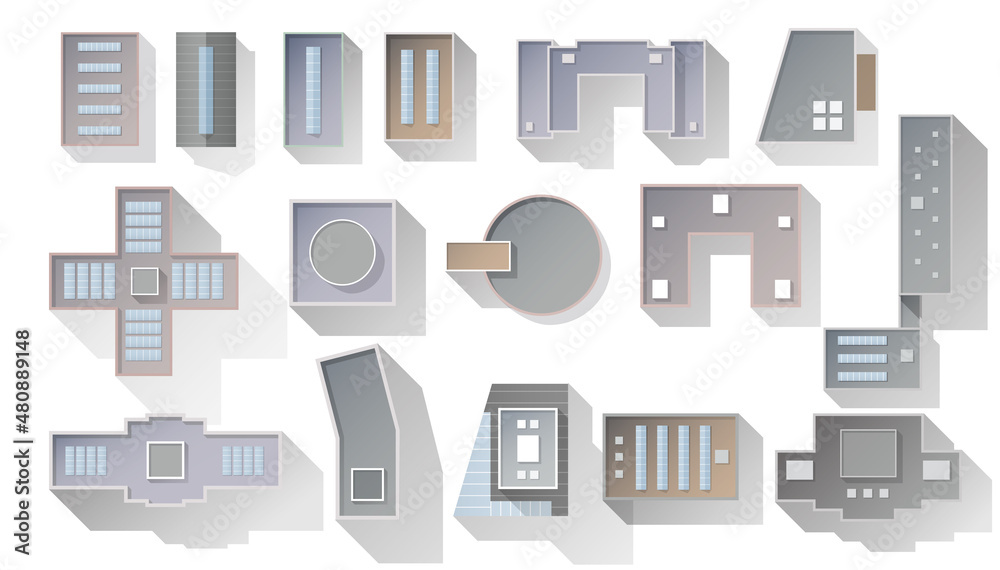 Buildings top view for landscape design. Objects for map of City ...