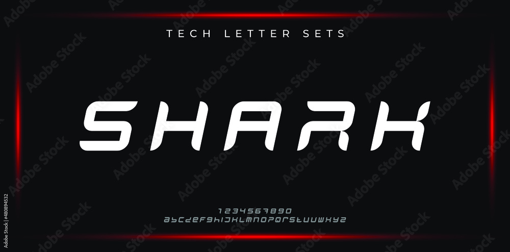 SHARK minimal tech letter sets. Unique vector fonts design. logo ...