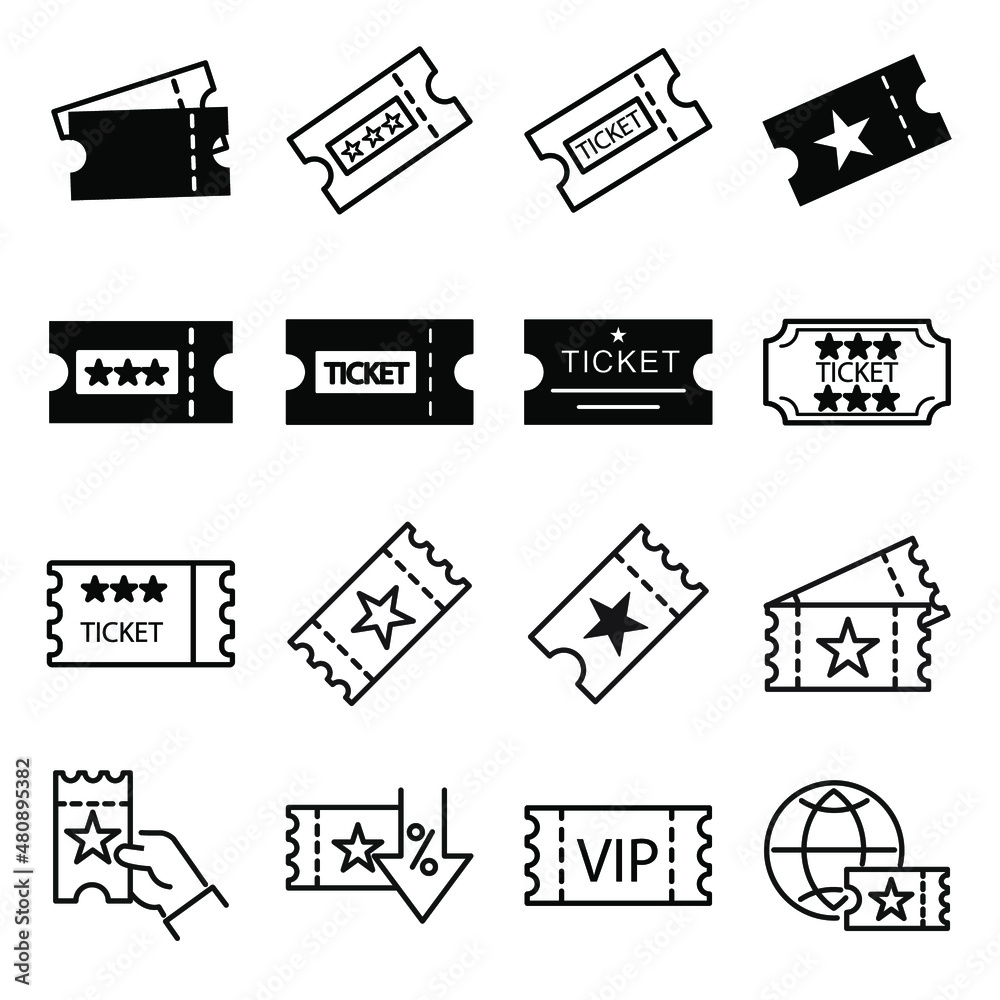 ticket icons symbol vector elements for infographic web Stock Vector ...