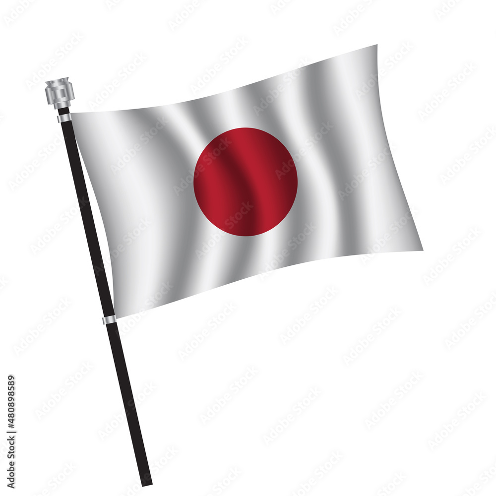 Japan flag , flag of Japan waving on flag pole, vector illustration EPS ...
