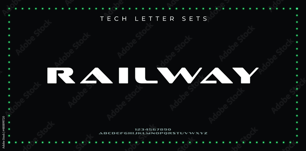 RAILWAY special and original font letter design. modern tech vector ...