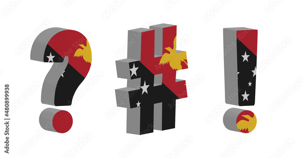 World countries. Question- mark, exclamation- mark and hashtag in ...