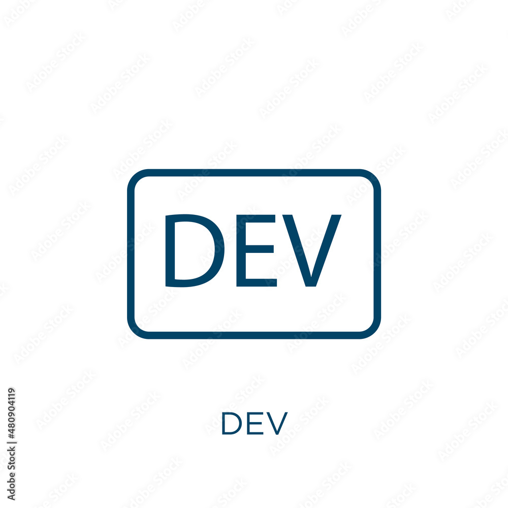 Vecteur Stock dev icon. Thin linear dev, technology, app outline icon ...