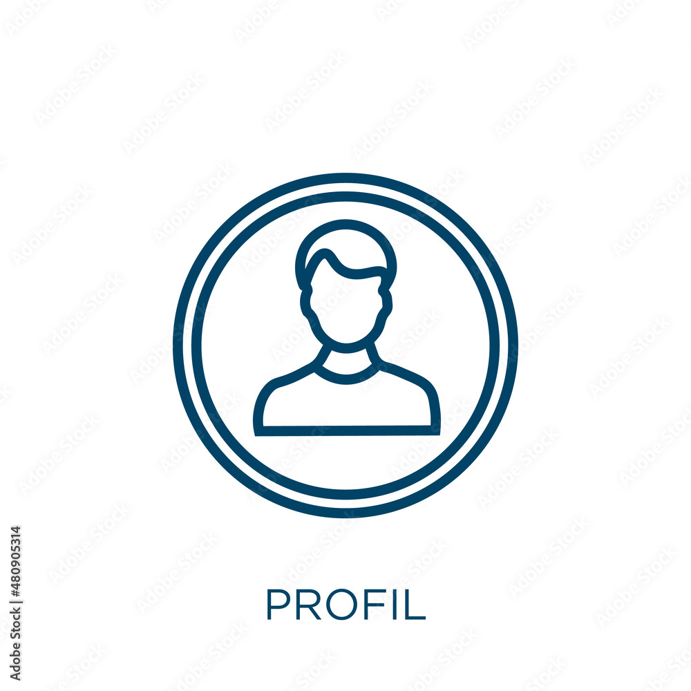 profil icon. Thin linear profil, social, profile outline icon isolated ...