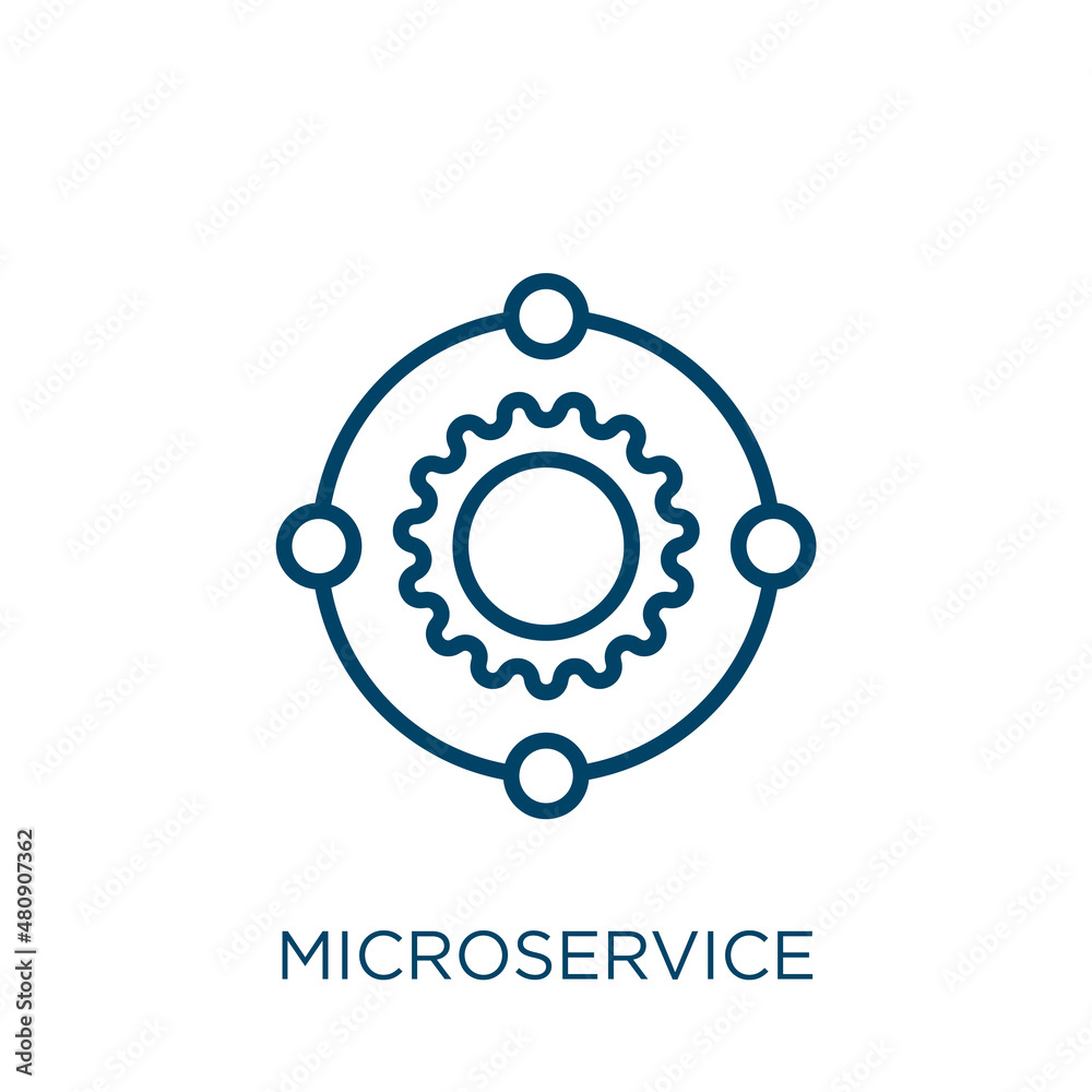 microservice icon. Thin linear microservice, development, business ...