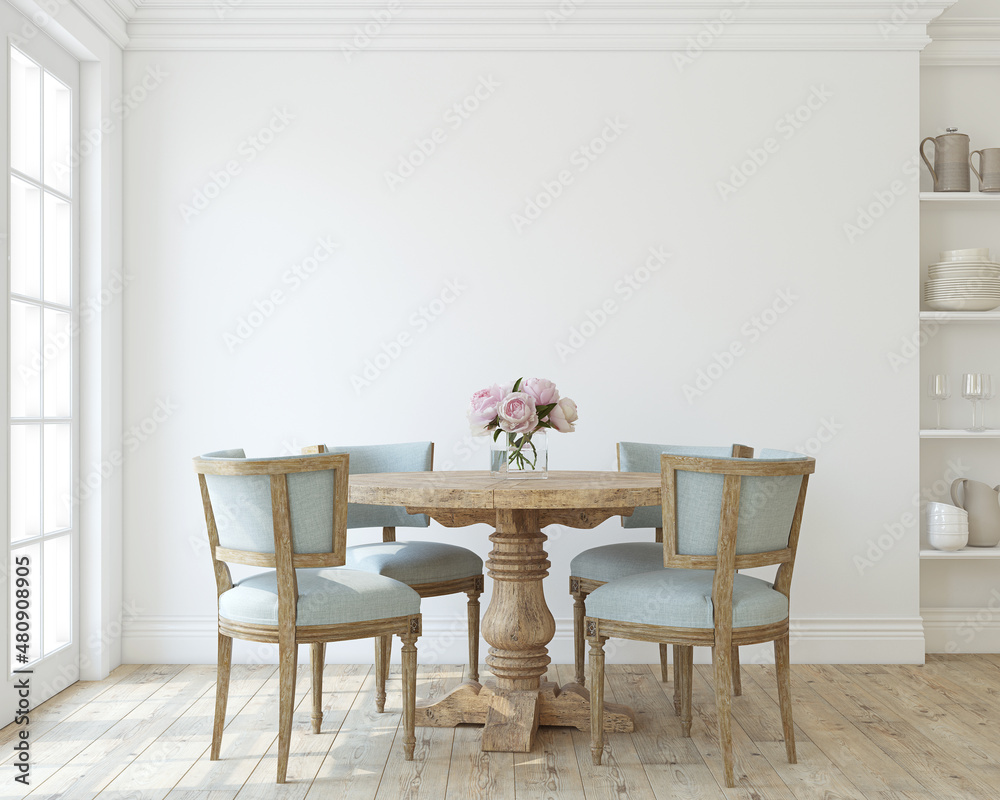 Dining room. 3d render. Stock Illustration | Adobe Stock
