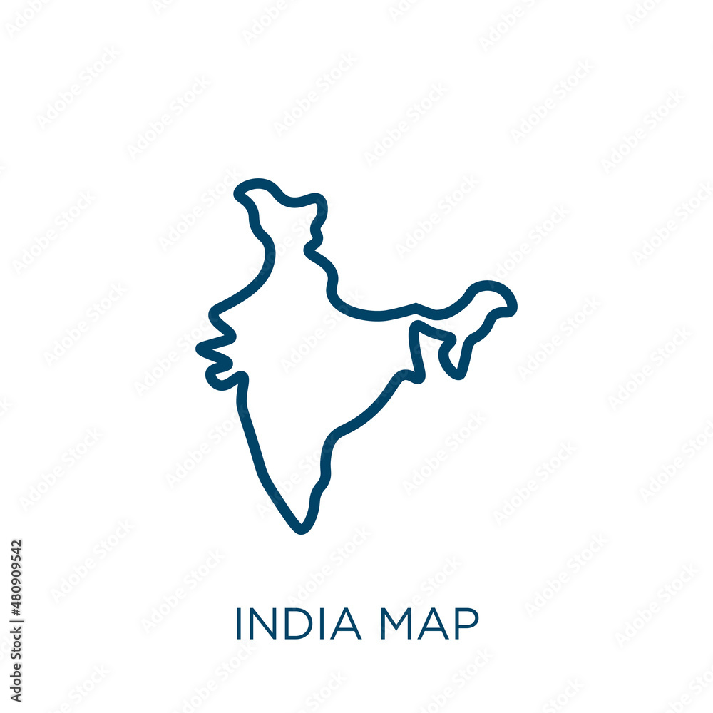 Vecteur Stock india map icon. Thin linear india map, country, national ...