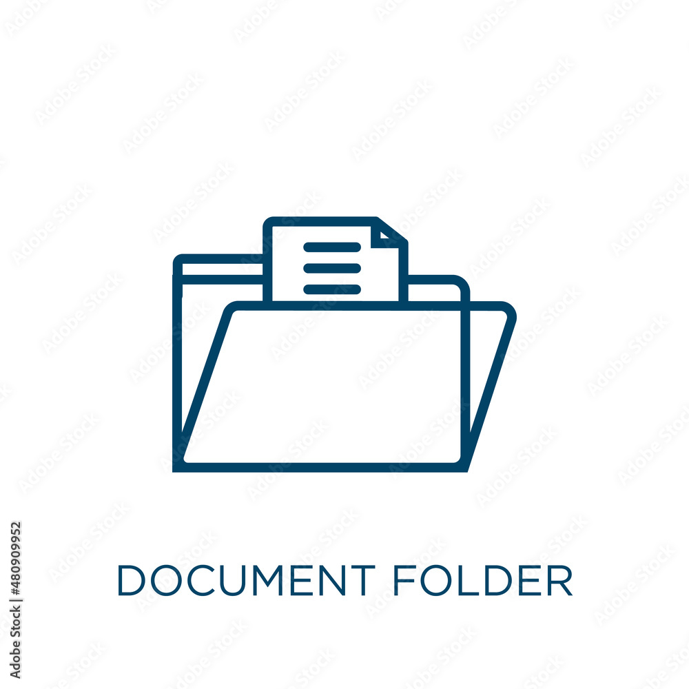 document folder icon. Thin linear document folder, document, folder ...
