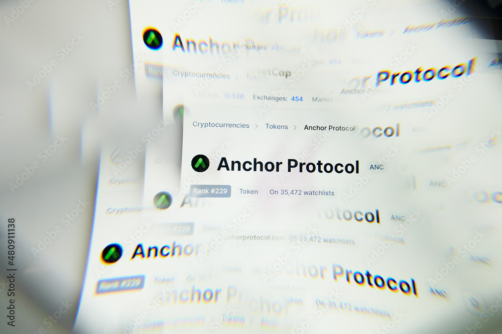 Foto de Milan, Italy - January 11, 2022: anchor protocol - ANC logo on laptop screen seen ...