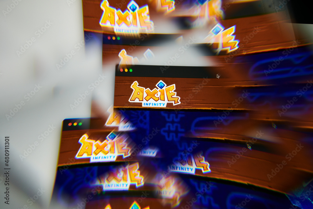Milan, Italy - January 11, 2022: axie infinity - AXS logo on laptop ...