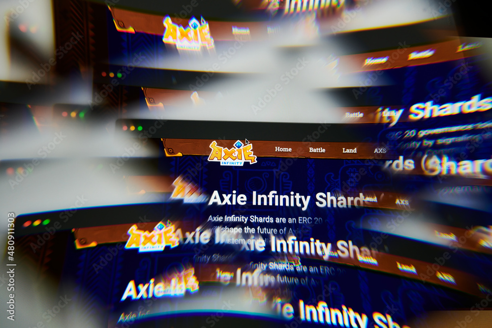 Milan, Italy - January 11, 2022: axie infinity - AXS logo on laptop ...