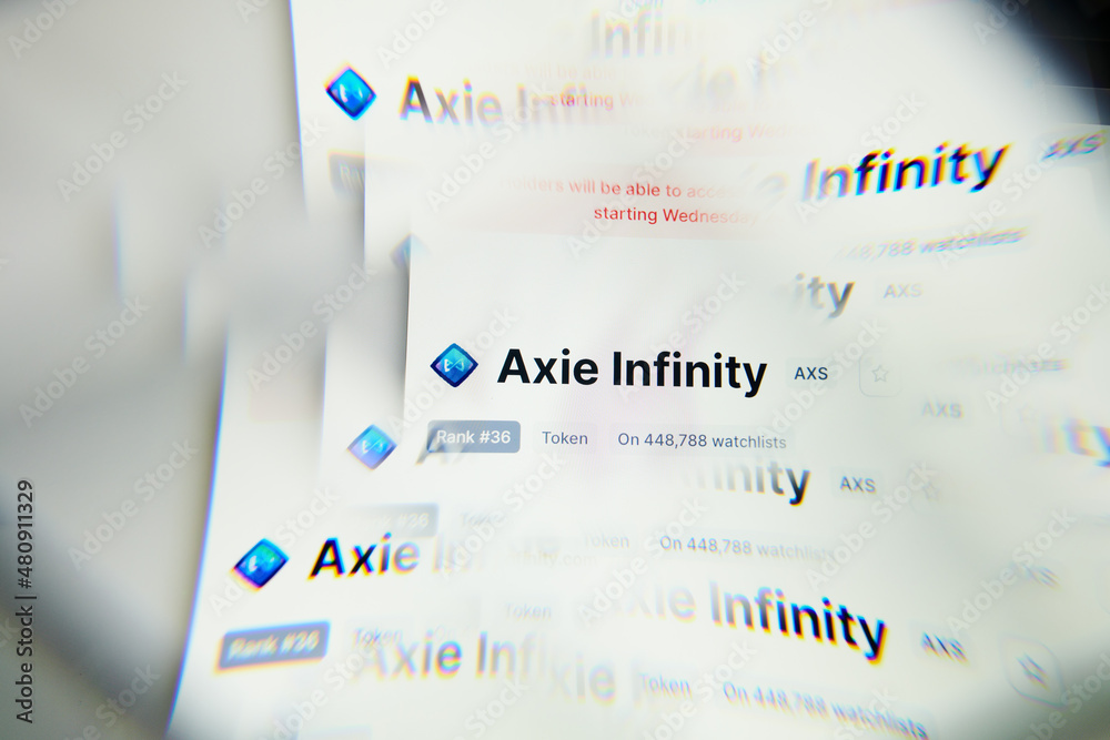 Milan, Italy - January 11, 2022: axie infinity - AXS logo on laptop ...