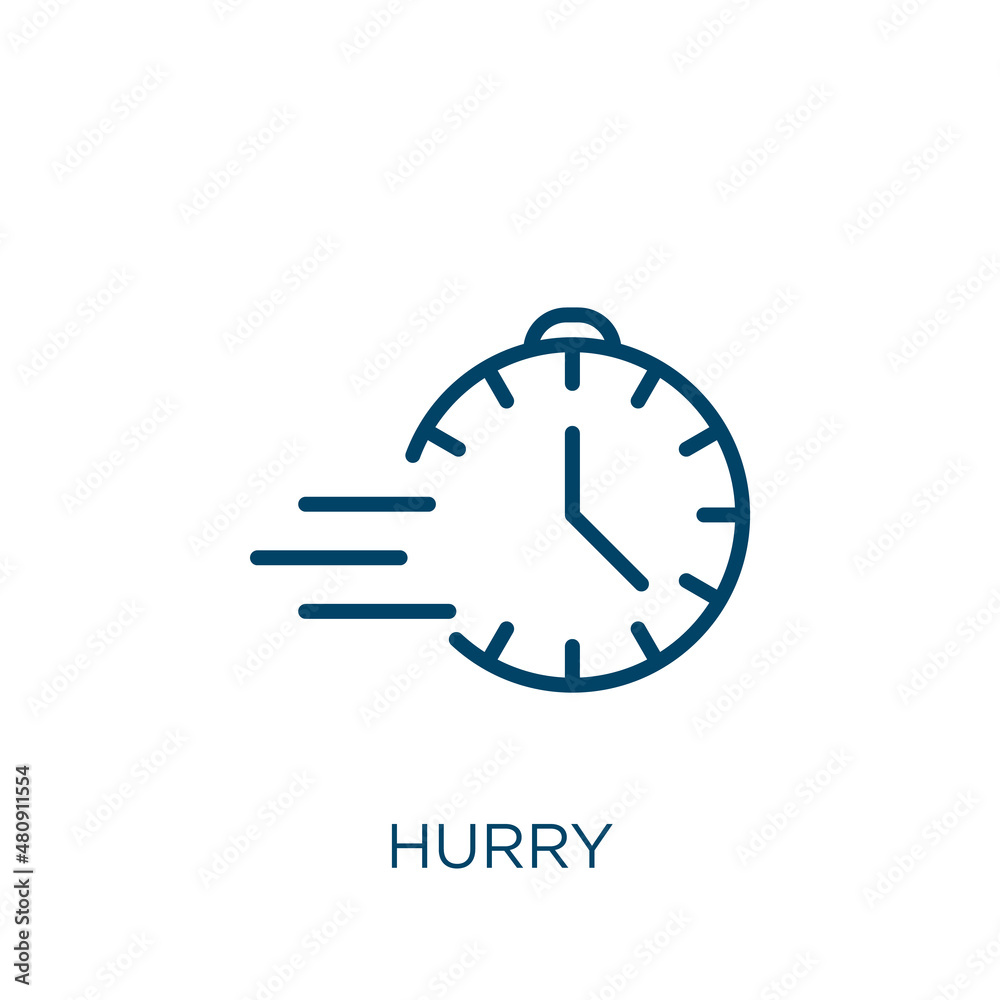 hurry icon. Thin linear hurry, human, medical outline icon isolated on white background. Line ...