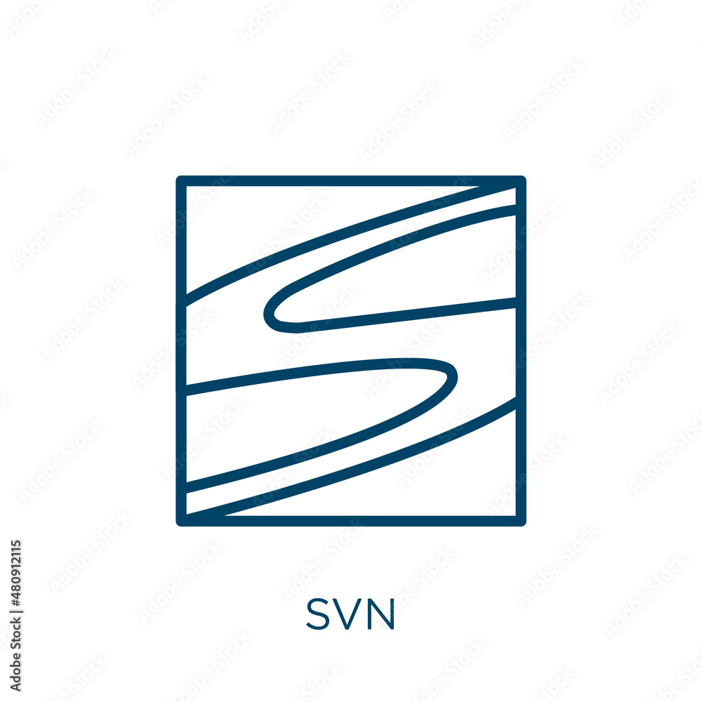 svn icon. Thin linear svn, branch, computing outline icon isolated on ...