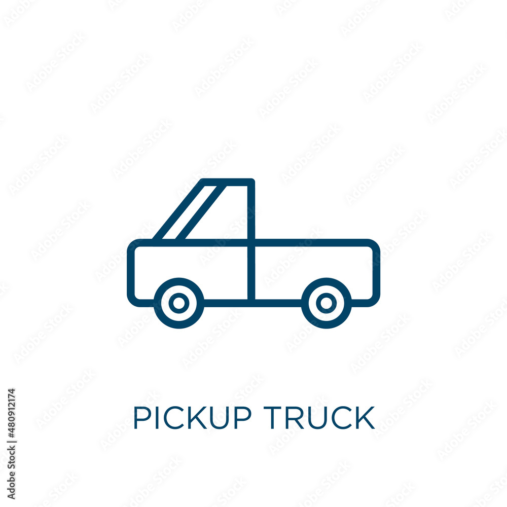 pickup truck icon. Thin linear pickup truck, auto, truck outline icon ...